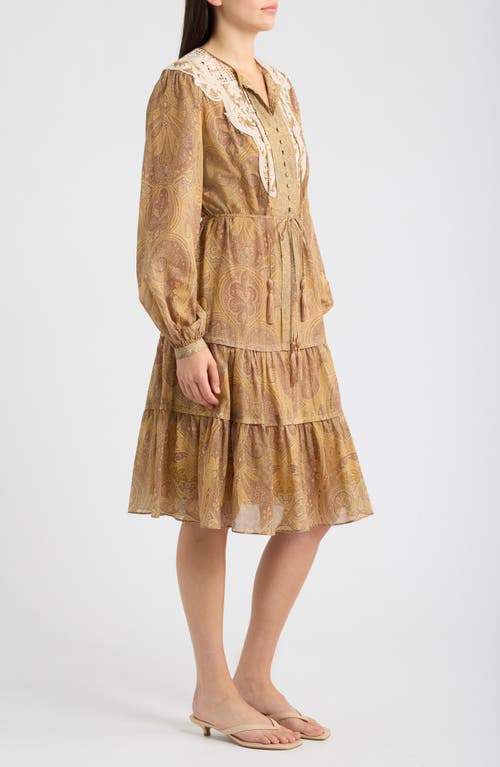 KOBI HALPERIN KOBI HALPERIN Lace Detail Paisley Tiered Cotton Dress